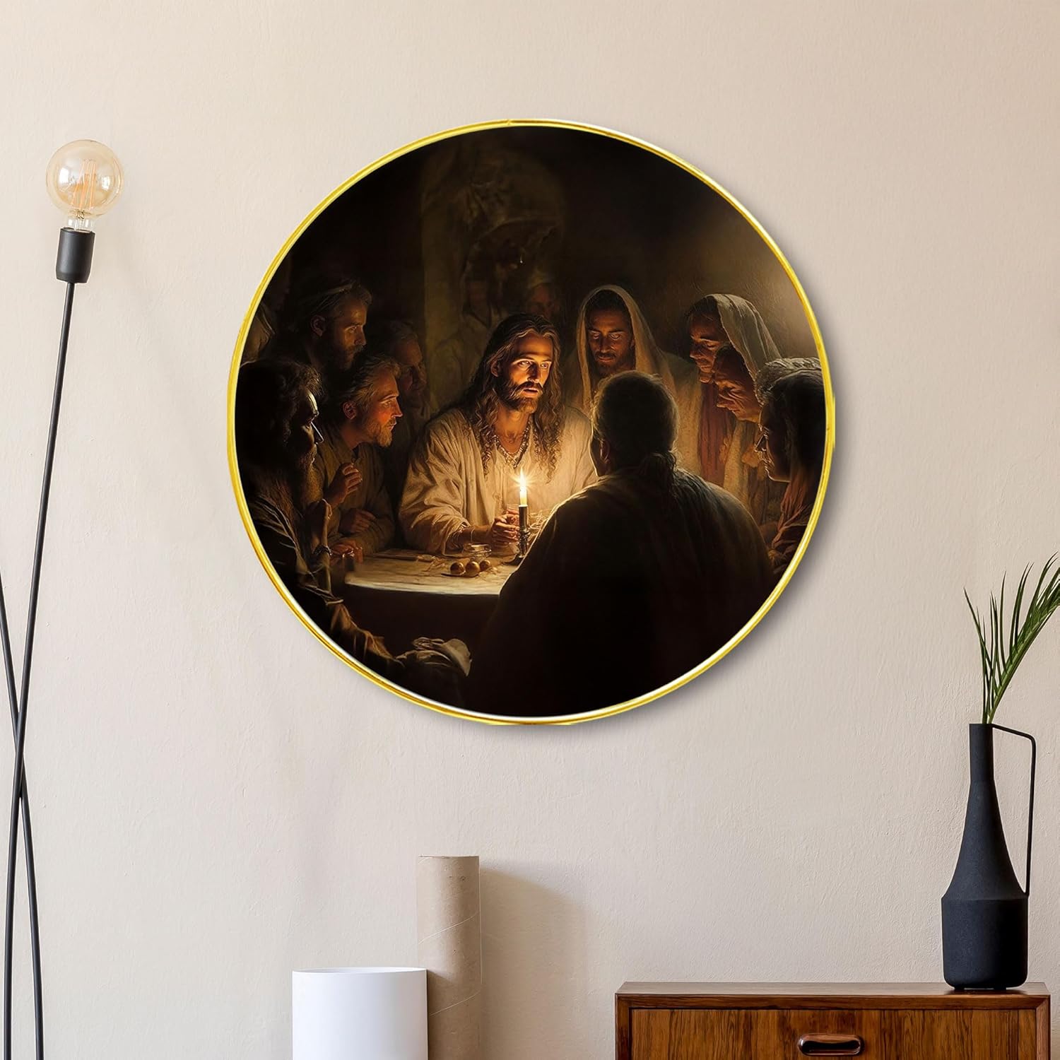 Round Frame Christian Religious Painting