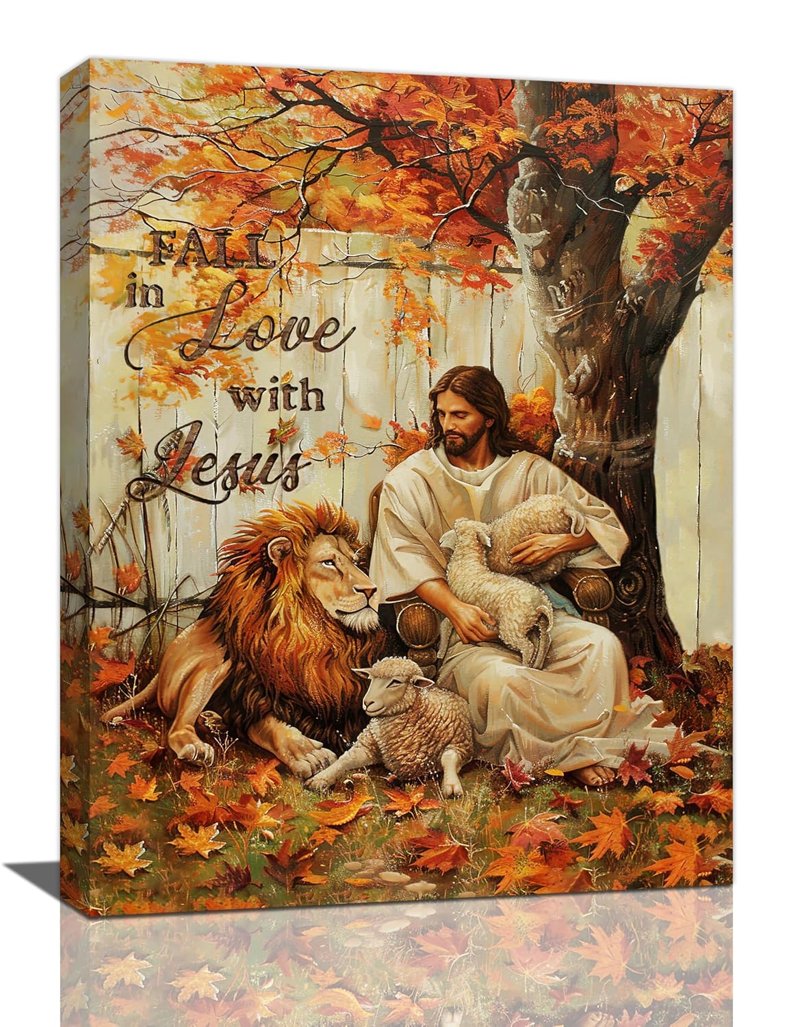 Jesus Wall Art Autumn Christian Leaves